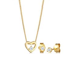 Elli DIAMONDS Schmuckset »Herz Diamant Weiß Brillantschliff (0.09 ct) 585 Gelbgold« () Gold onesize Schmuckset für Damen mit Diamanten verleiht...