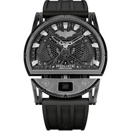Police Quarzuhr »BATMAN DARK SIDE« Armbanduhr, Herrenuhr, Silikonarmband, analog, Datum schwarz Extravagante Herrenarmbanduhr