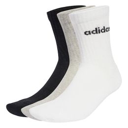 ADIDAS SPORTSWEAR Athletic Socks 'Linear Crew Cushioned 6 Pair Pack' female size 34/36 Grey / Black / White