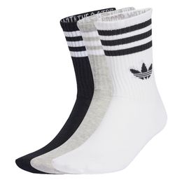 ADIDAS ORIGINALS Socks '3-Stripes Crew 3 Pairs' female size 31/33 mottled grey / Black / White