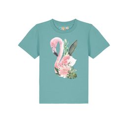 Watabout.kids Shirt 'Flamingo mit Blumen' girl Green size 122/128