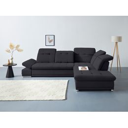 Ecksofa COTTA "Holiday L-Form mit Sitztiefen-, Armteil- und Kopfteilverstellung", schwarz, B:310cm H:86cm T:265cm, 90% Polyester, 10% Polyamid, Sofas, Ecksofa, wahlweise mit Bettfunktion & Bettkasten