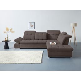 Ecksofa COTTA "Holiday L-Form mit Sitztiefen-, Armteil- und Kopfteilverstellung", schwarz (charcoal), B:310cm H:86cm T:265cm, 100% Polyester, Sofas, Ecksofa, wahlweise mit Bettfunktion & Bettkasten