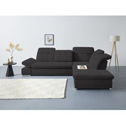 Ecksofa COTTA "Holiday L-Form mit Sitztiefen-, Armteil- und Kopfteilverstellung", braun (mud), B:310cm H:86cm T:265cm, 100% Polyester, Sofas, Ecksofa, wahlweise mit Bettfunktion & Bettkasten