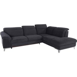 Ecksofa COTTA "Teresa L-Form", schwarz, B:293cm H:84cm T:232cm, Chenille (90% Polyester; 10% Polyamid );Struktur (100% Polyester ), Sofas, Ecksofa, mit Kopfteilverstellung, wahlweise mit Bettfunktion