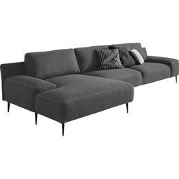 Ecksofa DESIGNWERK "Forma L-Form, zeitloses Designsofa mit aktuellem Fu&szlig;", grau (dunkelgrau), B:344cm T:162cm, 100% Polyester;Struktur 98% Polyester, 2% Acryl, Sofas, Ecksofa, in hochwertiger Verarbeitung & tollem Sitzkomfort