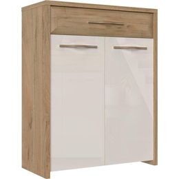 Schuhschrank Home Affaire "Gala", beige (beige, pacific walnuss decor), B:78cm H:99cm T:36cm, MDF, Spanplatte, Schränke, hochwertig UV lackiert, Soft-Close-Funktion, Breite 78cm, Höhe 99cm