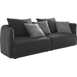 Big-Sofa DESIGNWERK "New York, anmutendes Designsofa", schwarz (charcoal), B:253cm T:100cm, 100% Polyester, Sofas, Big-Sofa, mit schmaler Arm- & R&uuml;ckenlehne
