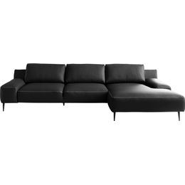 Ecksofa DESIGNWERK "Forma L-Form, zeitloses Designsofa mit aktuellem Fu&szlig;", schwarz, B:344cm T:162cm, Leder;Struktur 98% Polyester, 2% Acryl, Sofas, Ecksofa, in hochwertiger Verarbeitung & tollem Sitzkomfort