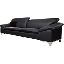 3-Sitzer COTTA "Teresa", schwarz, B:235cm H:84cm T:109cm, Luxus-Kunstleder;NaturLEDER (echtes Rindsleder), R&uuml;ckseite mit Spannstoff bezogen, Sofas, mit Kopfteilverstellung