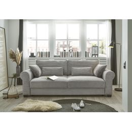 Schlafsofa ED EXCITING DESIGN "Angelina", grau, B:250cm H:95cm T:125cm, 92% Polyester, 8% Nylon, Sofas, Schlafsofa, mit Bettkasten & 4 Zierkissen