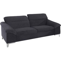 2,5-Sitzer COTTA "Teresa", schwarz, B:235cm H:84cm T:109cm, Chenille (90% Polyester; 10% Polyamid );Struktur (100% Polyester ), Sofas, mit Kopfteilverstellung