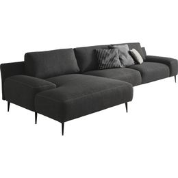 Ecksofa DESIGNWERK "Forma L-Form, zeitloses Designsofa mit aktuellem Fu&szlig;", schwarz (charcoal), B:344cm T:162cm, 100% Polyester;Struktur 98% Polyester, 2% Acryl, Sofas, Ecksofa, in hochwertiger Verarbeitung & tollem Sitzkomfort