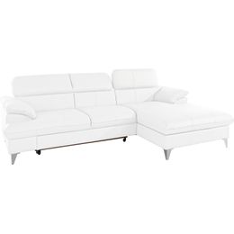 Ecksofa COTTA "Caluso L-Form", wei&szlig; (altwei&szlig;), B:254cm H:74cm T:167cm, NaturLEDER (echtes Rindsleder) in Sitz und R&uuml;cken. Korpus in passendem Kunstleder SOFTLUX bezogen;Microfaser PRIMABELLE (100% Polyester);Kunstleder SOFTLUX, Sofas, Ecksofa, mit Kopfteilverstellung, wahlweise mit Bettfunktion & Bettkasten