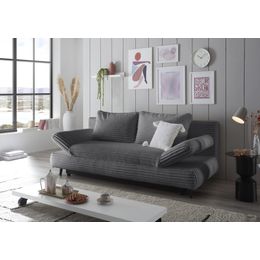 Schlafsofa ED EXCITING DESIGN "Sunny", grau (anthrazit), B:212cm H:88cm T:101cm, 100% Polyester, Sofas, Schlafsofa, mit Bettkasten, Armteilverstellung & 2 R&uuml;ckenkissen, Topseller