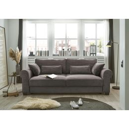 Schlafsofa ED EXCITING DESIGN "Angelina", braun, B:250cm H:95cm T:125cm, 92% Polyester, 8% Nylon, Sofas, Schlafsofa, mit Bettkasten & 4 Zierkissen