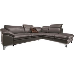 Ecksofa COTTA "Teresa L-Form", braun (cacao), B:293cm H:84cm T:232cm, Luxus-Kunstleder;NaturLeder, im R&uuml;cken mit schwarzem Spannstoff bezogen, Sofas, Ecksofa, mit Kopfteilverstellung, wahlweise mit Bettfunktion