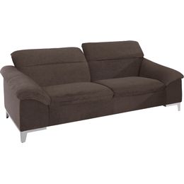 2,5-Sitzer COTTA "Teresa", braun (espresso), B:235cm H:84cm T:109cm, Chenille (90% Polyester; 10% Polyamid );Struktur (100% Polyester ), Sofas, mit Kopfteilverstellung