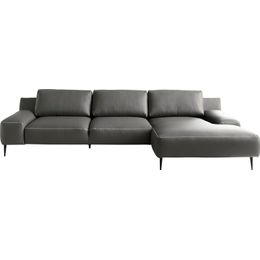 Ecksofa DESIGNWERK "Forma L-Form, zeitloses Designsofa mit aktuellem Fu&szlig;", grau (steel), B:344cm T:162cm, Leder;Struktur 98% Polyester, 2% Acryl, Sofas, Ecksofa, in hochwertiger Verarbeitung & tollem Sitzkomfort