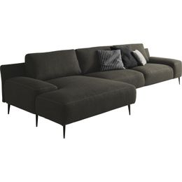 Ecksofa DESIGNWERK "Forma L-Form, zeitloses Designsofa mit aktuellem Fu&szlig;", gr&uuml;n (hunter), B:344cm T:162cm, 100% Polyester;Struktur 98% Polyester, 2% Acryl, Sofas, Ecksofa, in hochwertiger Verarbeitung & tollem Sitzkomfort