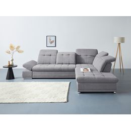 Ecksofa COTTA "Holiday L-Form mit Sitztiefen-, Armteil- und Kopfteilverstellung", grau (anthrazit), B:310cm H:86cm T:265cm, 100% Polyester, Sofas, Ecksofa, wahlweise mit Bettfunktion & Bettkasten