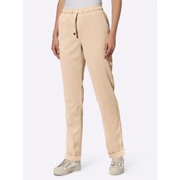 Heine Damen Cord Hose, Natur, Gr. 46, Gerade Hosen, Material: Polyester