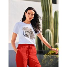 Heine Damen T-Shirt, Wei&szlig;, Gr. 42, T-Shirts, Material: Baumwolle