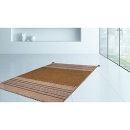 Kayoom Teppich »Alhambra 335« rechteckig 5 mm Höhe Maschinell gewebter Flachflor-Teppich, 100% Baumwolle, Ethno-Design Braun Obermaterial: 100%...