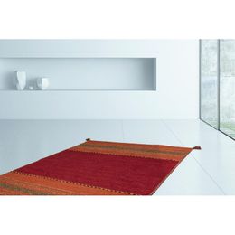 Kayoom Teppich »Alhambra 335« rechteckig 5 mm Höhe Maschinell gewebter Flachflor-Teppich, 100% Baumwolle, Ethno-Design Rot Obermaterial: 100%...