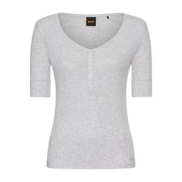 BOSS Orange Henleyshirt &raquo;Espen Premium Damenmode&laquo; mit Knopfleiste am V-Ausschnitt Silver 040 S S Oberteil von BOSS Orange Womenswear