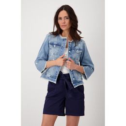 monari Jeansblazer mit Destroyedeffekten und Glitzernieten jeans 38 38 Kurze Jeansjacke mit Glitzersteinchen und Destroyedeffekten von monari