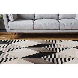 Teppich Padiro, B:200cm H:8mm L:280cm, bunt, Rindsleder, Wohnzimmer, Teppiche, "Lavin 425", Handgenähtes und hochwertig verarbeitetes Unikat