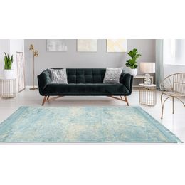Teppich Padiro, B:80cm H:10mm L:150cm, blau, Viskose, Wohnzimmer, Teppiche, "Dolce Vita 125", Trendige Verwaschung, Orient-Design