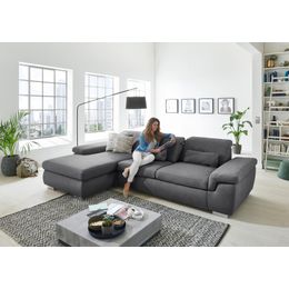 Ecksofa DIE PLANBAR, B:325cm H:85cm T:195cm, grau, 100% Polyester, Wohnzimmer, Sofas, "MP-IN17041 L-Form", mit Sitztiefenverstellung, optional