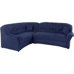 Ecksofa DOMO collection, B:256cm H:91cm T:200cm, blau, Luxus-Microfaser (100% Polyester), mit Muster;Struktur (100% Polyester), Wohnzimmer, Sofas,