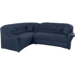 Ecksofa DOMO collection, B:256cm H:91cm T:200cm, blau, Luxus-Microfaser (100% Polyester), mit Muster;Struktur (100% Polyester), Wohnzimmer, Sofas,