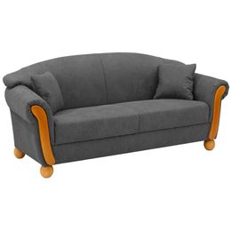 3-Sitzer Home Affaire, B:190cm H:83cm T:81cm, grau, Sofas, "Milano Vintage", mit Federkern, Bezug in Lederoptik, incl. Zierkissen