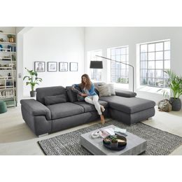 Ecksofa DIE PLANBAR, B:325cm H:85cm T:195cm, grau, 100% Polyester, Wohnzimmer, Sofas, "MP-IN17041 L-Form", mit Sitztiefenverstellung, optional