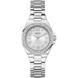 Quarzuhr Guess "CONTESSA", silber (silberfarben), Armbanduhren, Damen, Armbanduhr, Damenuhr, Edelstahlarmband
