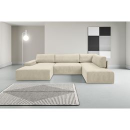 Wohnlandschaft WERK2, B:325cm H:85cm T:190cm, beige, 90% Polyester, 10% Nylon, Sofas, "Rotterdam-U, U-Form, in kuschelweichem Cord oder Breitcord",