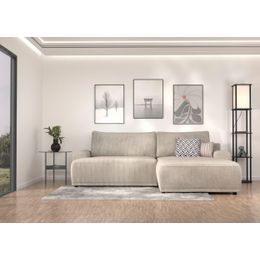 Ecksofa Trendmanufaktur, B:250cm H:82cm T:167cm, beige, 92% Polyester, 8% Polyamide, Wohnzimmer, Sofas, "Fordon, Schlafsofa mit Bettkasten, Couch in