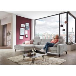 Ecksofa DIE PLANBAR, B:302cm H:87cm T:178cm, grau, 100% Polyester, Wohnzimmer, Sofas, "MP-IN20110 L-Form mit Federkern-Polsterung", optional mit
