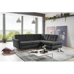 Ecksofa DIE PLANBAR, B:242cm H:87cm T:116cm, schwarz, 100% Polyester, Wohnzimmer, Sofas, "MP-IN20016 L-Form mit Federkern-Polsterung", wahlweise mit
