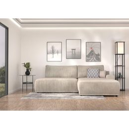 Ecksofa Trendmanufaktur, B:250cm H:82cm T:167cm, beige, 92% Polyester, 8% Polyamide, Wohnzimmer, Sofas, "Fordon II, Schlafsofa mit Bettkasten, Couch
