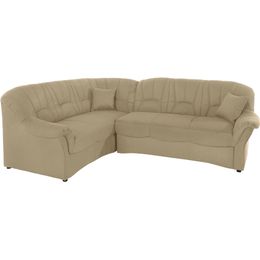 Ecksofa DOMO collection, B:256cm H:91cm T:200cm, beige, Luxus-Microfaser (100% Polyester), mit Muster;Struktur (100% Polyester), Wohnzimmer, Sofas,