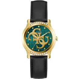 Quarzuhr Guess "ANNETTE", schwarz, Armbanduhren, Damen, Armbanduhr, Damenuhr, Lederarmband, analog