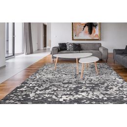 Teppich Calo-deluxe, B:120cm H:17mm L:180cm, grau, Kunstfaser, Viskose, Wolle, Wohnzimmer, Teppiche, "Shailene 500", Kurzflor, Wohnzimmer