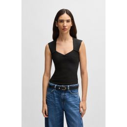 BOSS Orange Damen T-Shirt "Fobertino Premium Damenmode", schwarz, Gr. XL, unifarben, Single Jersey, Obermaterial: 72% Viskose, 28% Polyester, Shirts,