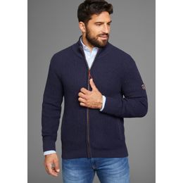 DELMAO Herren Strickjacke "Bis Größe 3XL", blau, Gr. XL, Waffelmuster, Strick, Obermaterial: 60% Baumwolle, 40% Polyacryl, Strickjacken, mit