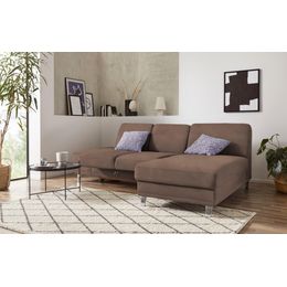 Sit & More Ecksofa SIT & MORE "Clio L-Form", braun (schoko), B:246cm H:89cm T:165cm, Sofas, Ecksofa, wahlweise mit Bettfunktion oder Vorziehsitz und Bettkasten, Federkern